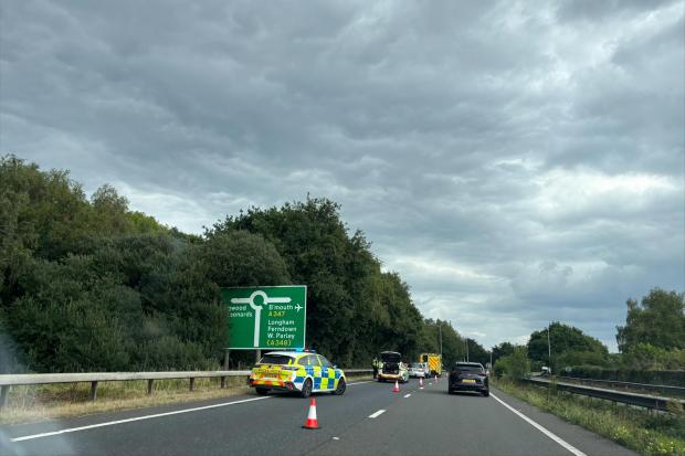 Three vehicle crash on A31 near roundabout