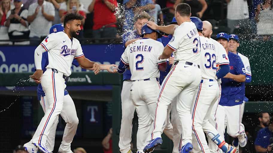 Marcus Semien Walks Off Rangers Victory After He's Hit in Head by Pitch