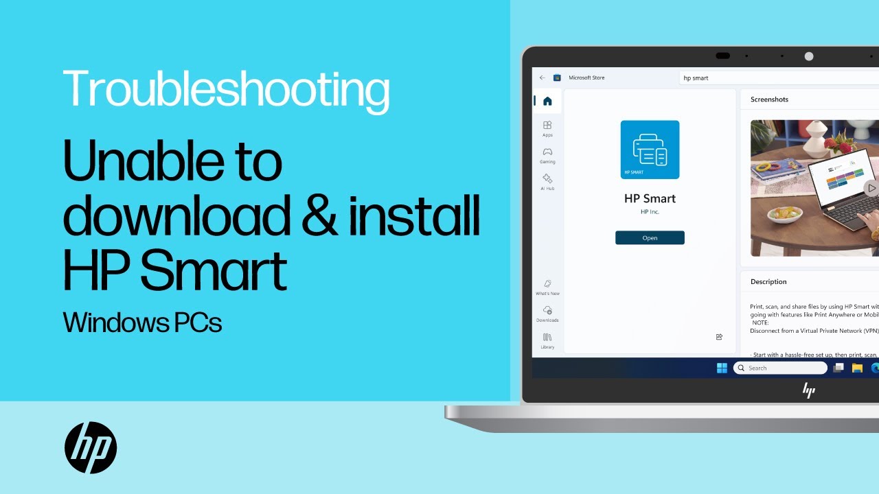 Unable to download and install the HP Smart app on a Windows PC | HP ...
