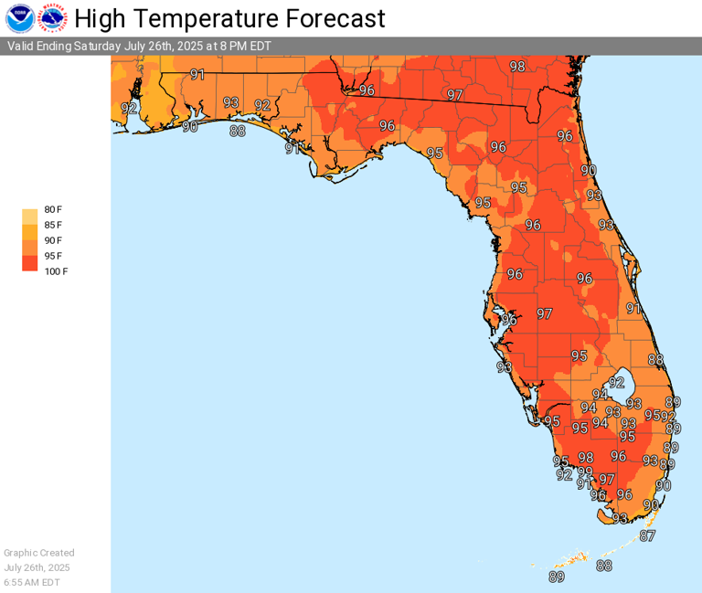 Fort Walton Beach expects heat index of 113 on July 28; extreme heat ...