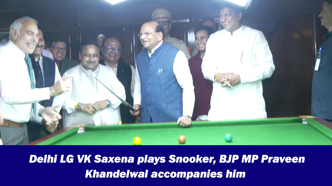 Delhi LG VK Saxena Plays Snooker, BJP MP Praveen Khandelwal Present