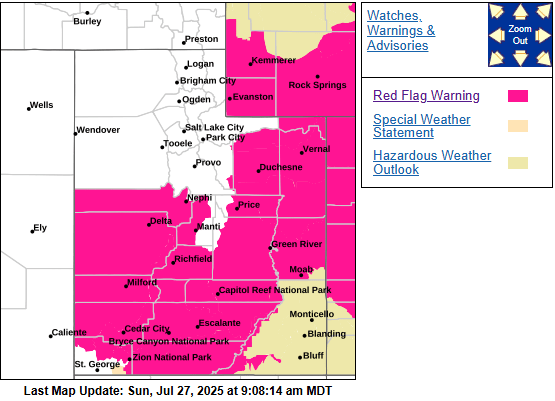 Red Flag Warning extended through Sunday night amid extreme fire conditions