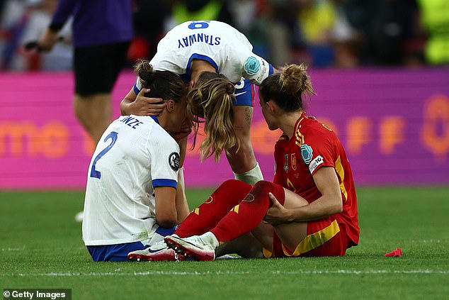 Emotional moment Lucy Bronze consoles close friend and Spain star Ona ...