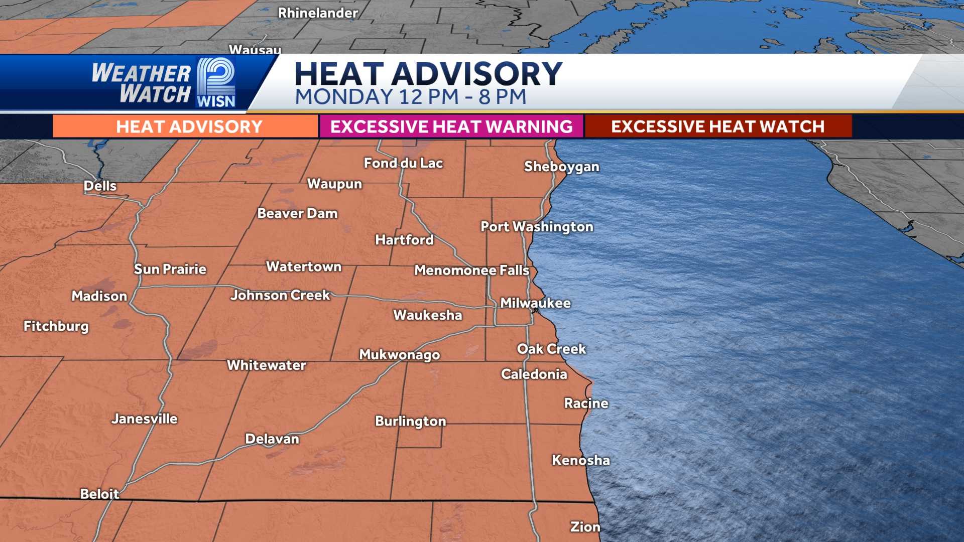 Heat advisory issued for southeast Wisconsin through Monday night