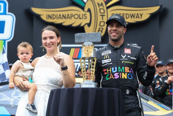 Bubba Wallace shares emotional moment with wife and son after biggest ...