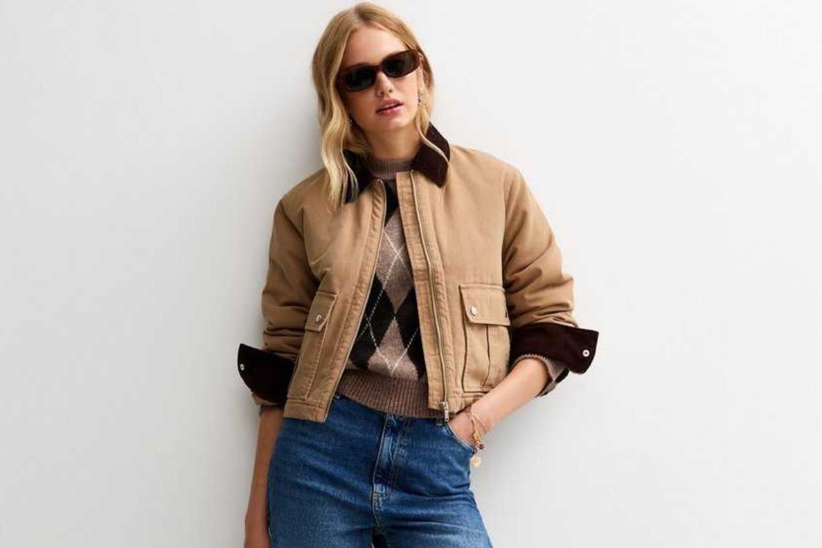 New season drop in New Look: Tan Contrast Collar Cropped Barn Jacket is ...