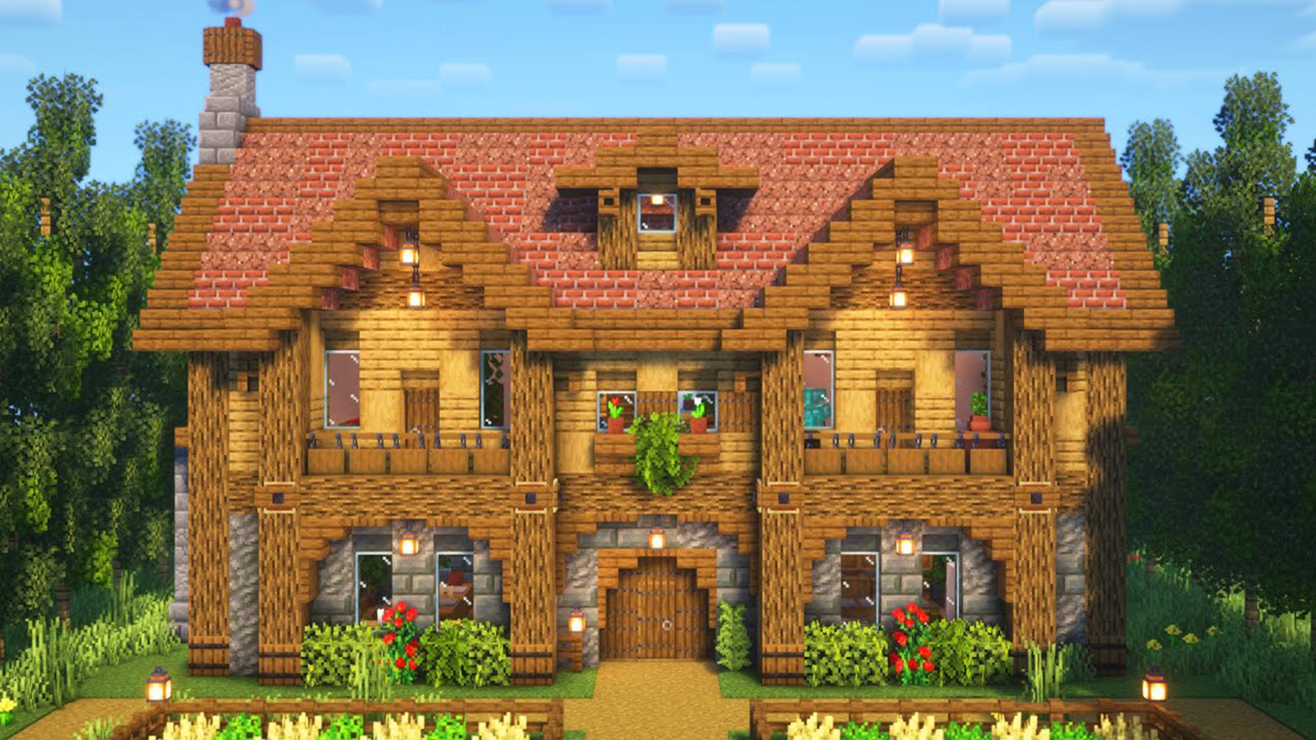 Minecraft Large Wooden Mansion House Tutorial