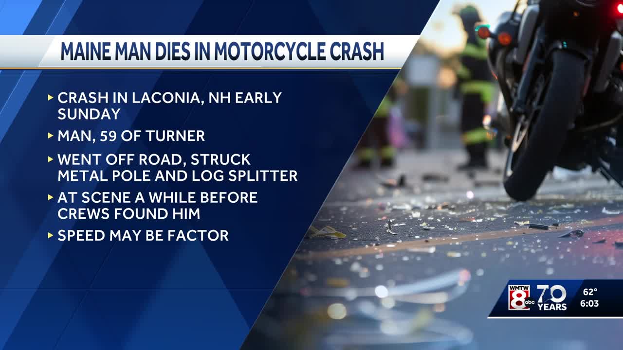 Man from Turner killed in motorcycle crash in Laconia