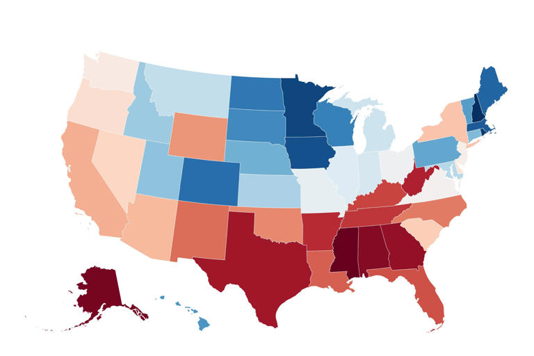 Map shows states with best—and worst—health care