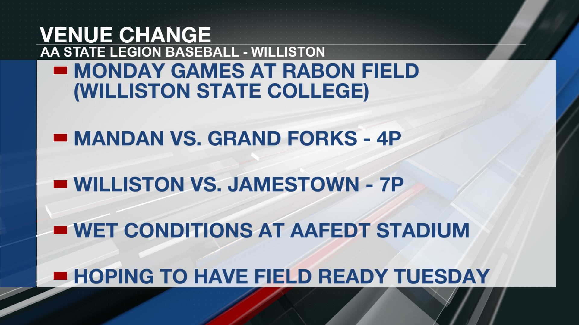 UPDATE: First day of state Legion AA tournament moved to Williston ...