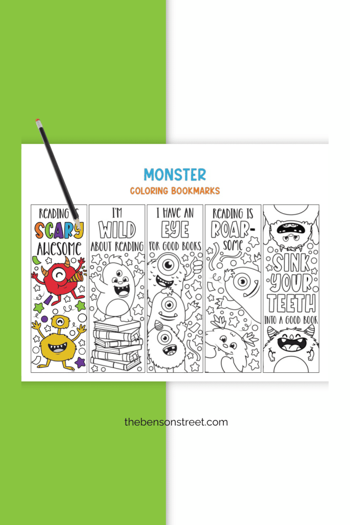 Free Printable Monster Bookmarks to Color