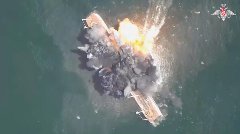 Russia's sinking fake ships with exploding naval drones. The training ...
