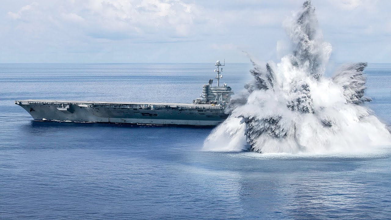 US conducts underwater bomb test near new $13 billion aircraft carrier