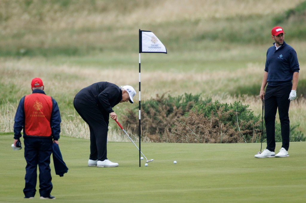 Trump labelled ‘Commander in Cheat’ after caddie drops golf ball next ...