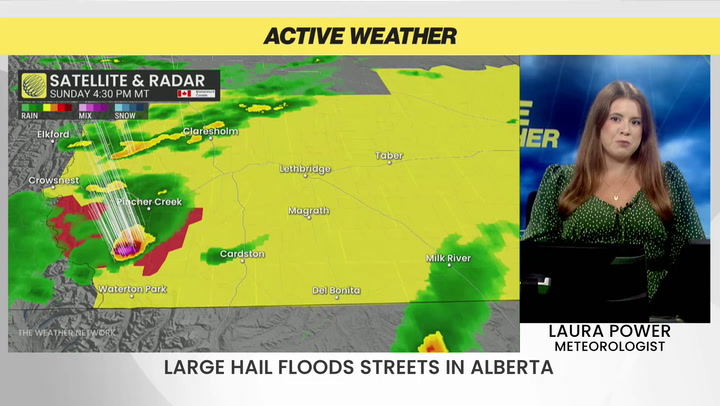 Large hail flooded the streets of Southern Alberta Sunday, renewed risk ...