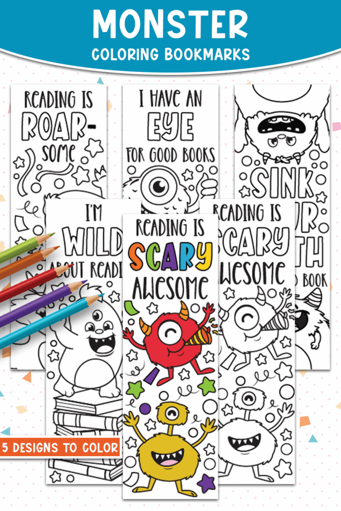 Free Printable Monster Bookmarks to Color