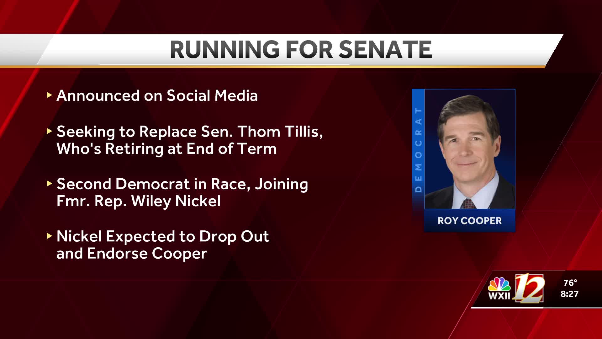 Roy Cooper announces run for U.S. Senate