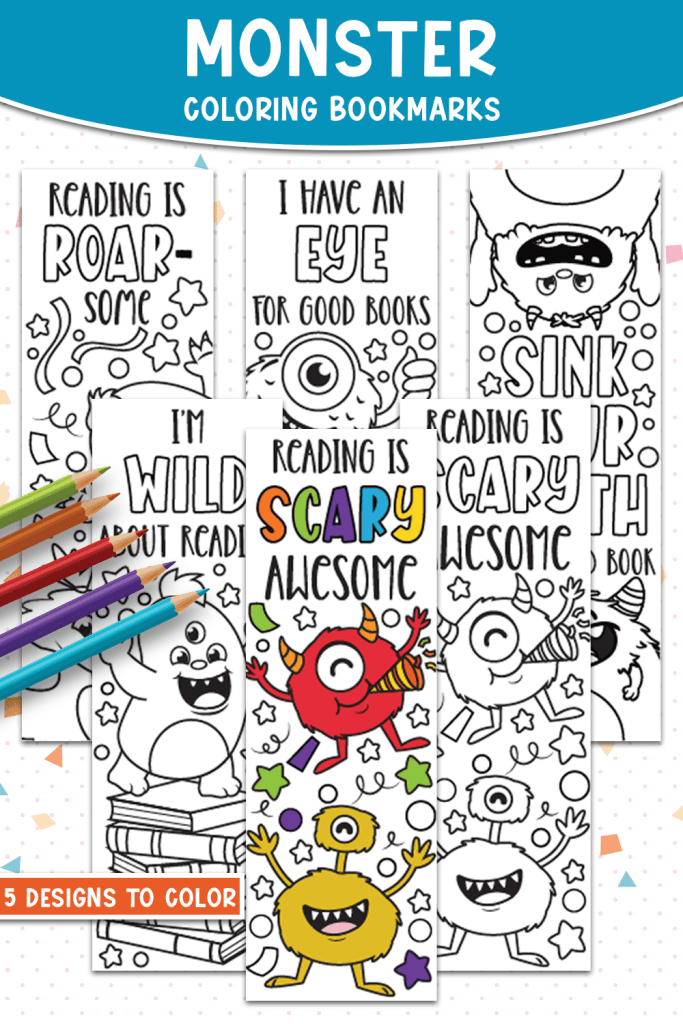 Free Printable Monster Bookmarks to Color