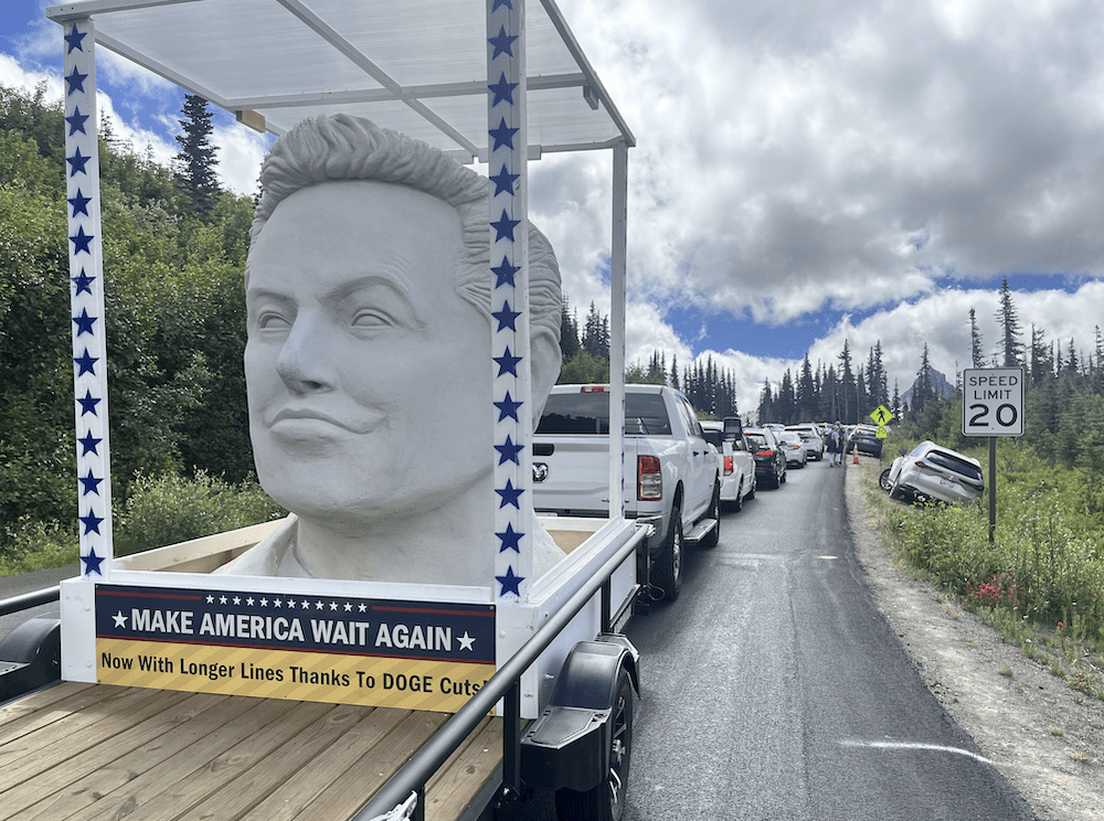'Make America Wait Again': Giant heads mocking Elon Musk appear in ...