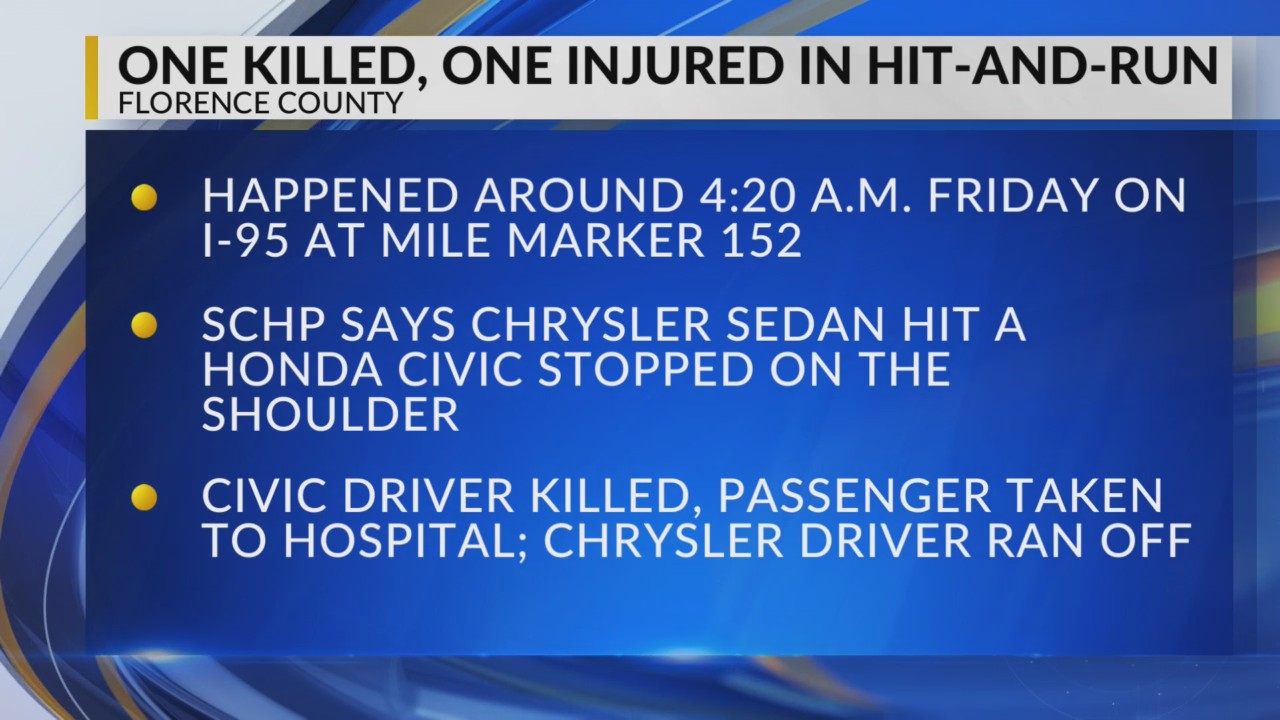 1 dead, 1 hurt after hit-and-run crash on Interstate 95 in Florence ...