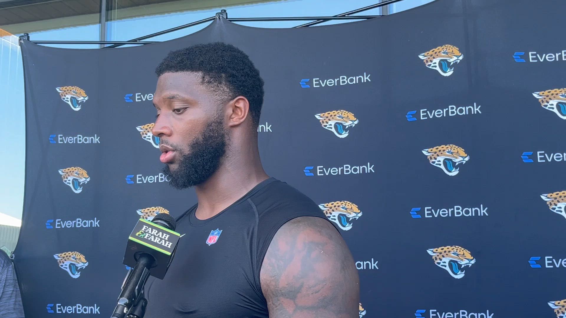 Jacksonville Jaguars Josh Hines-Allen on Pads
