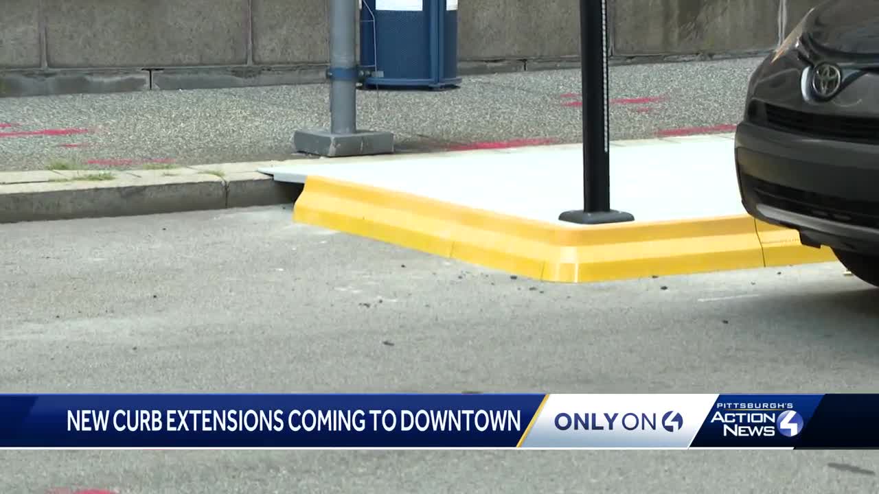 Curb extensions being installed at five downtown Pittsburgh bus stops