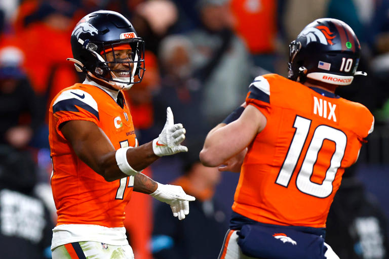 Bo Nix's live reaction after Broncos extend Courtland Sutton beyond QB ...