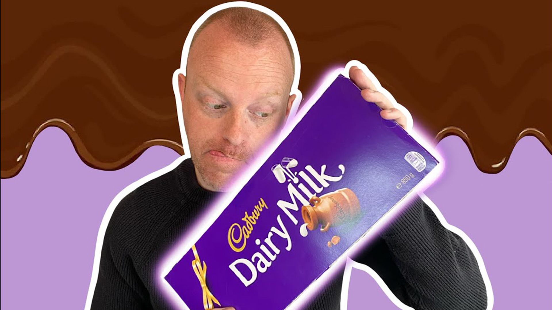 Adult Tries to Finish Oversized Chocolate Bar in One Sitting