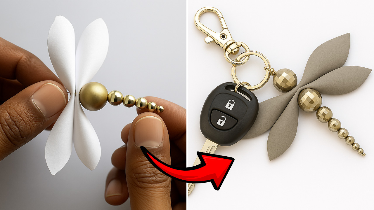 DIY Butterfly - Butterfly Key Chain Ring Made with Pearls