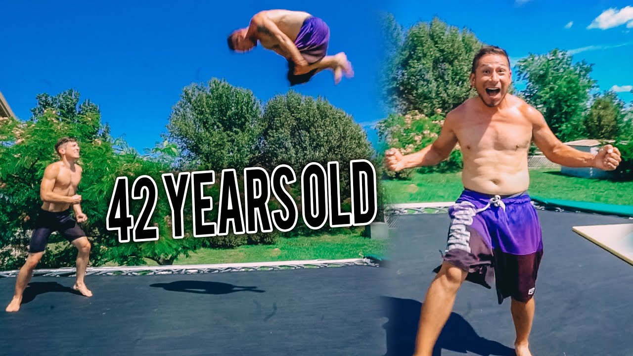 42-year-old successfully lands his first double front flip