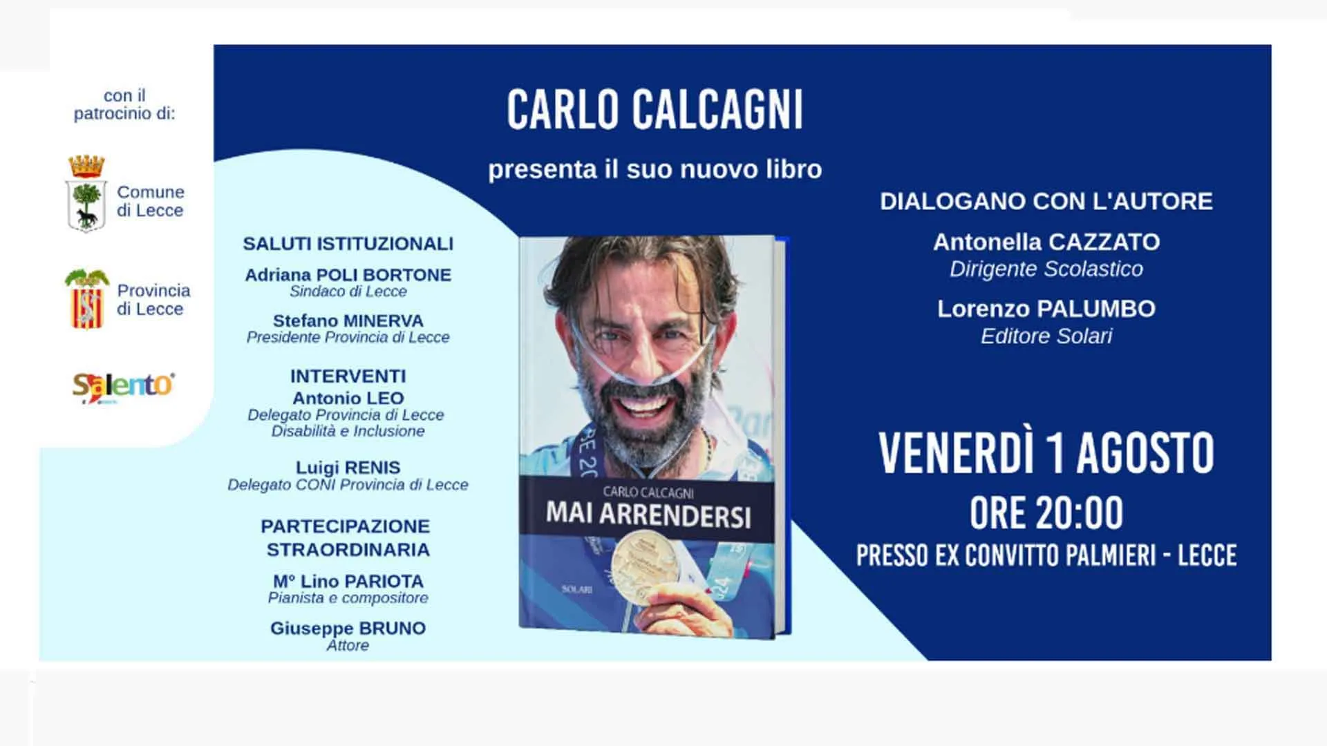 Carlo Calcagni presenta il suo nuovo libro a Lecce