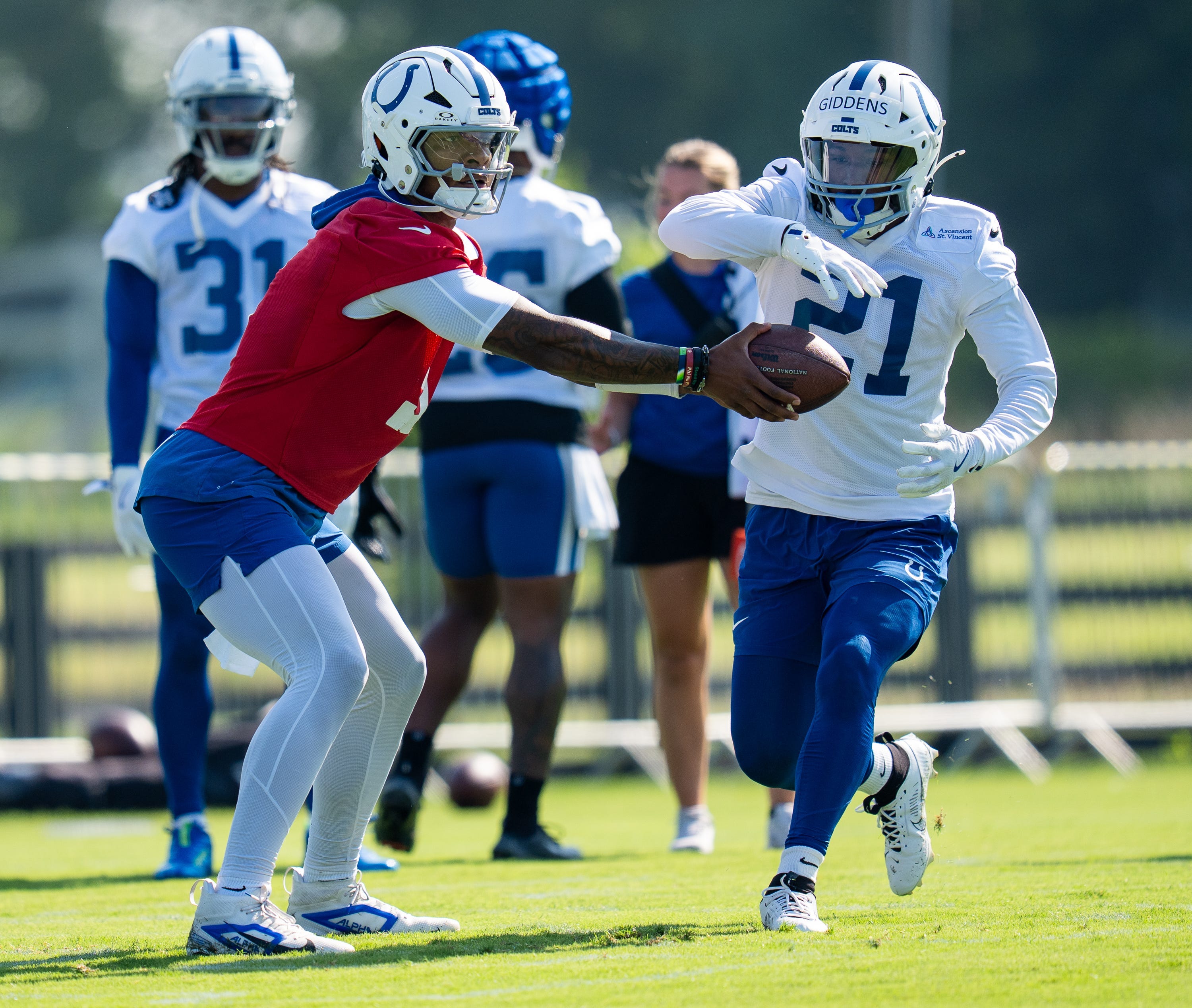 Shane Steichen on play of Colts' rookie RB DJ Giddens in training camp