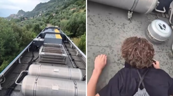Ragazzi girano un video sul tetto del treno in corsa sulla Brescia-Iseo ...