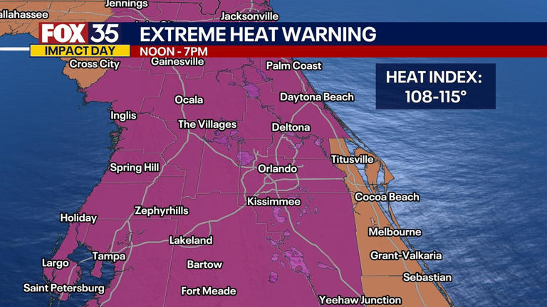 Extreme heat warning issued in Central Florida on Tuesday. How hot will ...