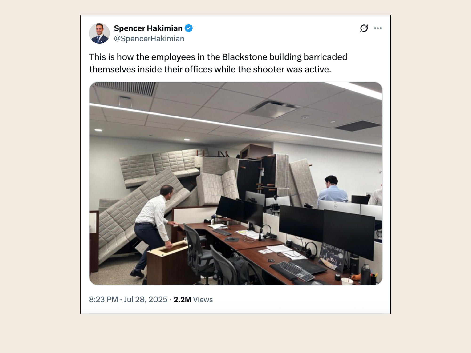 The story behind the viral photo of Blackstone's barricaded office The story behind the viral photo of Blackstone's barricaded office