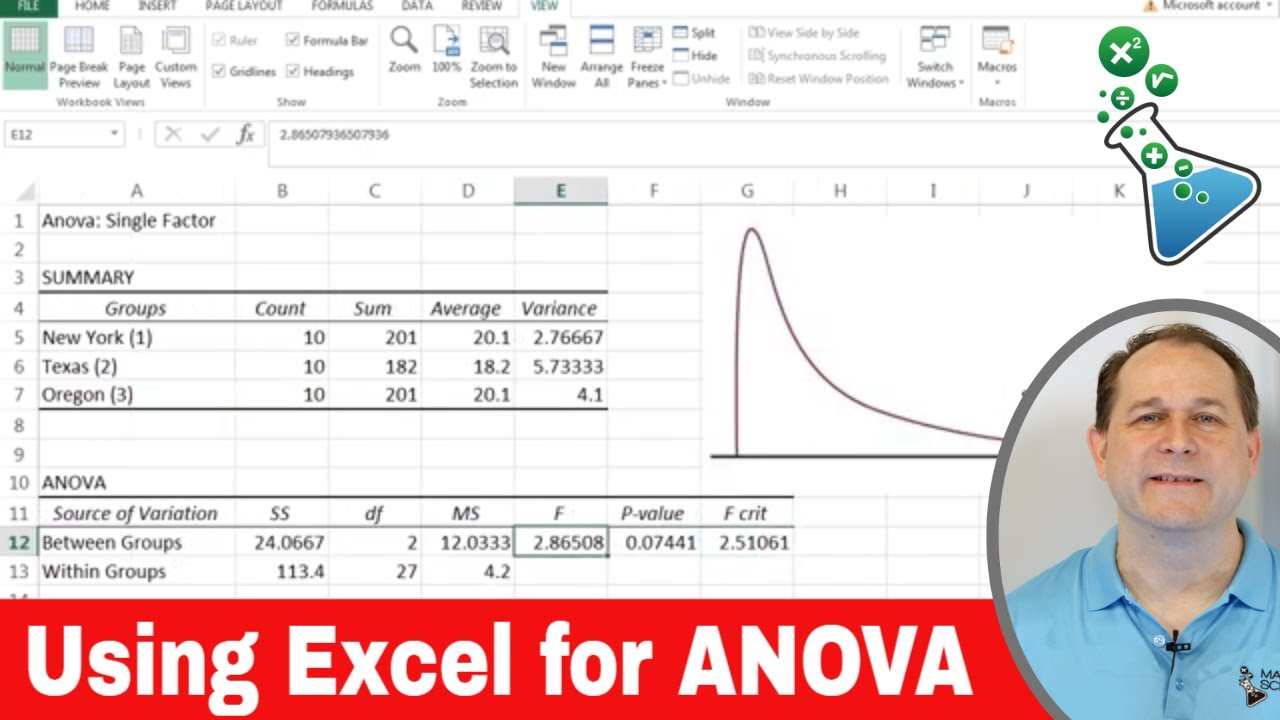 Master Statistics - Using Excel for ANOVA Calculations