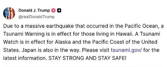 Trump urges those on Hawaii and Pacific Coast to 'stay strong and safe ...