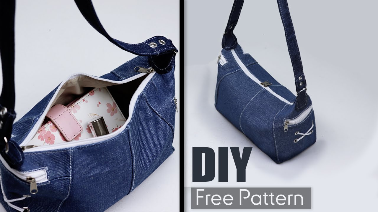 DIY Denim Cloth Purse Bag Sewing at Home 😍FREE PDF Pattern👍