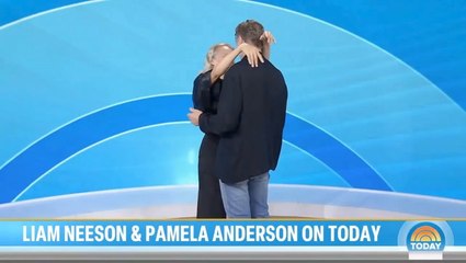 Liam Neeson and Pamela Anderson ‘kiss’ on live TV after ‘madly in love ...