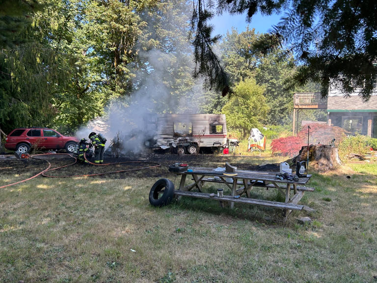 Trailer destroyed in Sandy extension cord fire