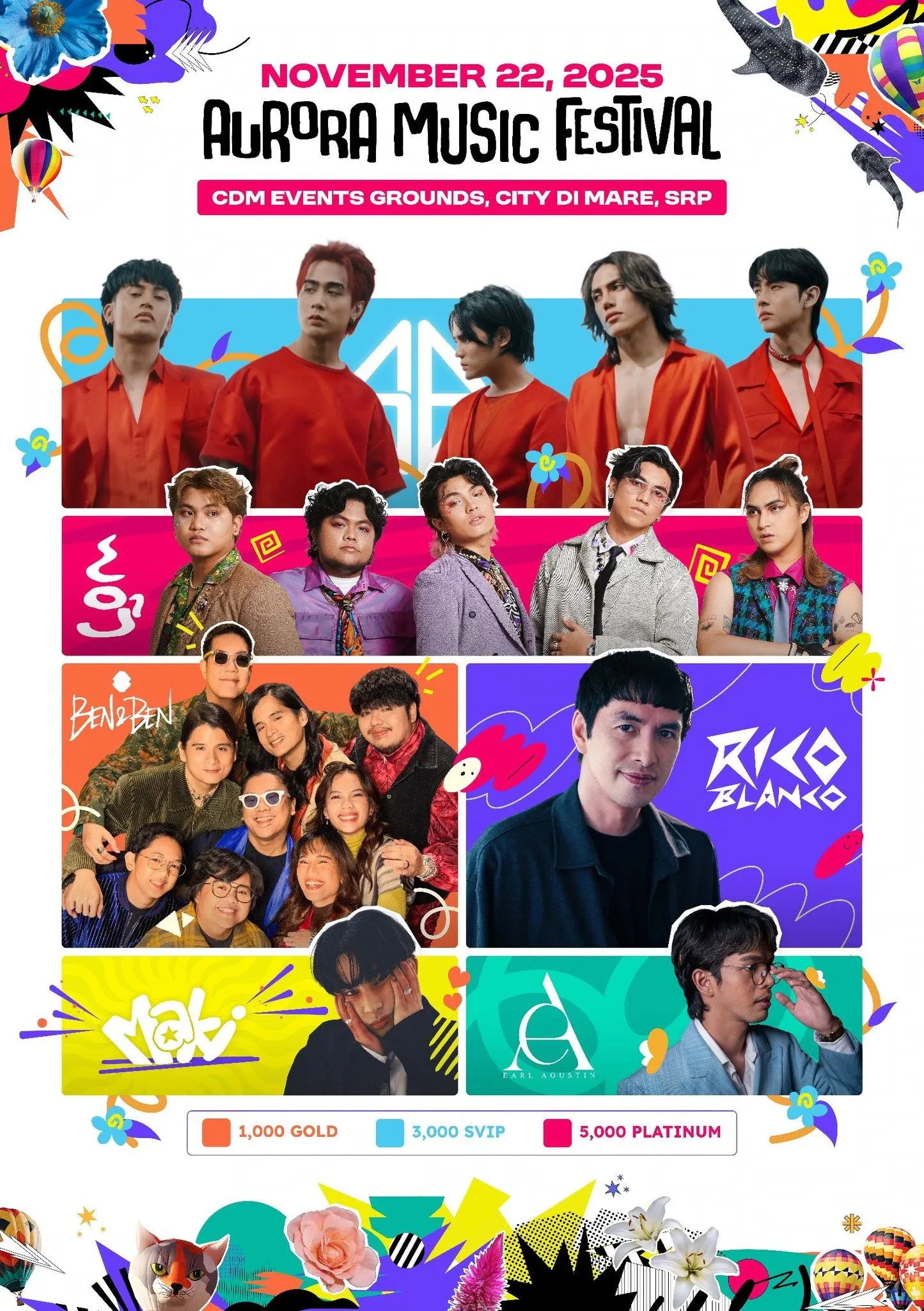 SB19, Rico Blanco, Ben&Ben, Maki to perform at Aurora Music Festival Cebu 2025