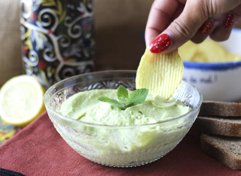 Creamy avocado mayonnaise with hard-boiled egg - no raw egg