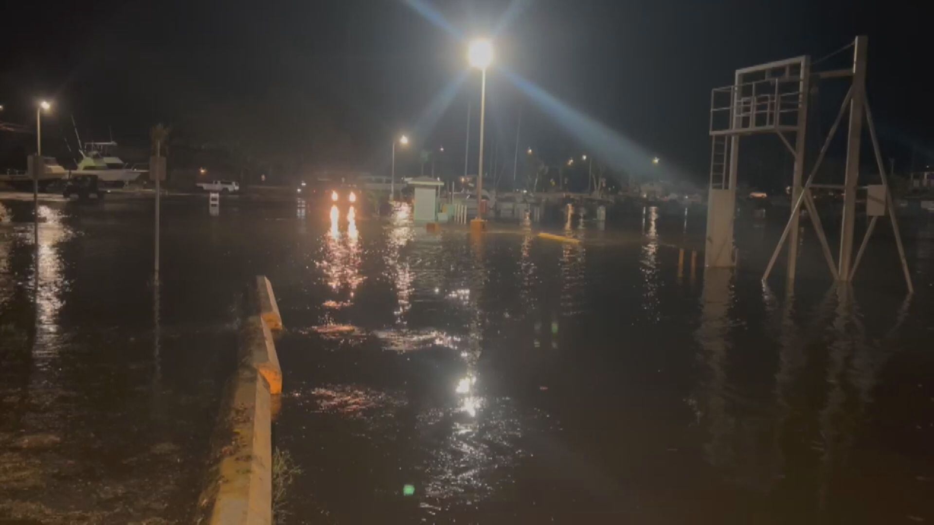 Tsunami wave floods Haleiwa Boat Harbor on Oahu’s North Shore