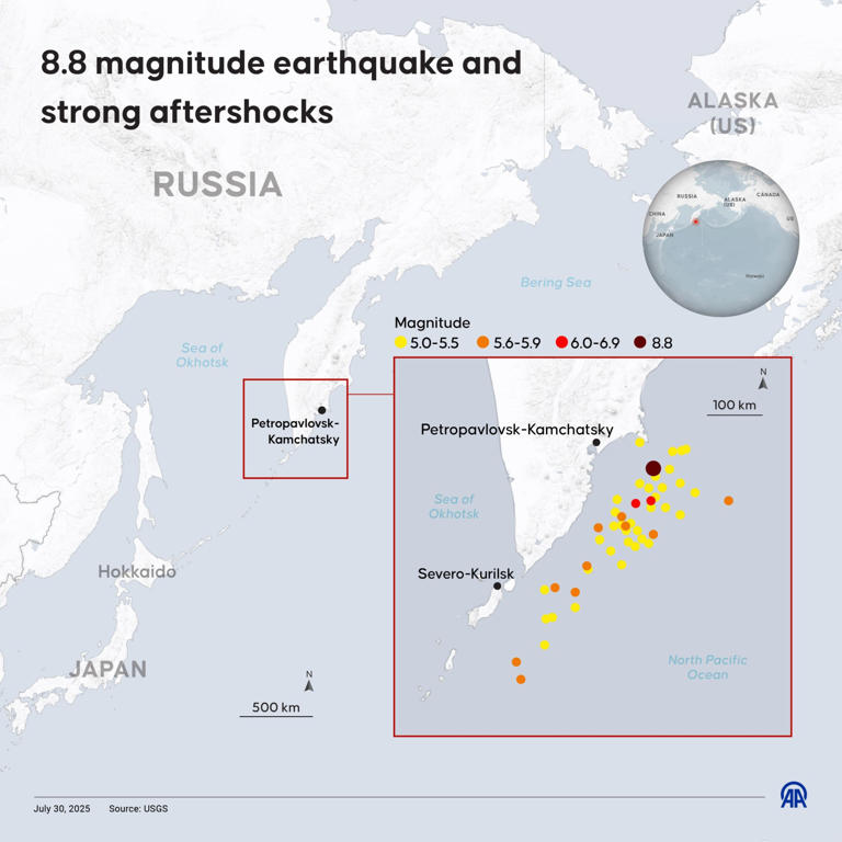 Where is the seismic Kamchatka peninsula?
