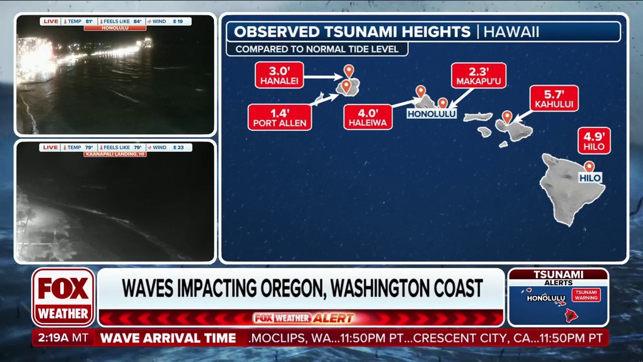 Tsunami waves reach West Coast after impacting Hawaii in wake of ...