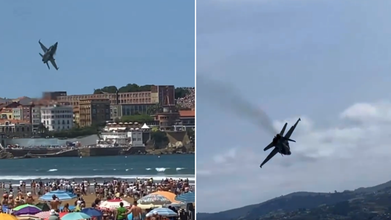 Watch: Spanish fighter jet loses control during airshow; almost crashes ...