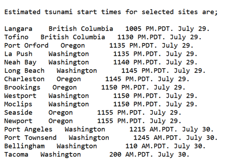The Washington Tsunami 'Warning': Live Map, Tracker & Arrival Times