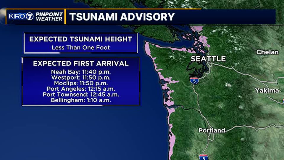 Tsunami Advisory for Washington - 10pm Update