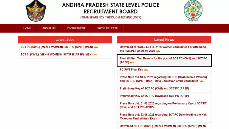 AP Police Constable final result 2025 released at slprb.ap.gov.in ...