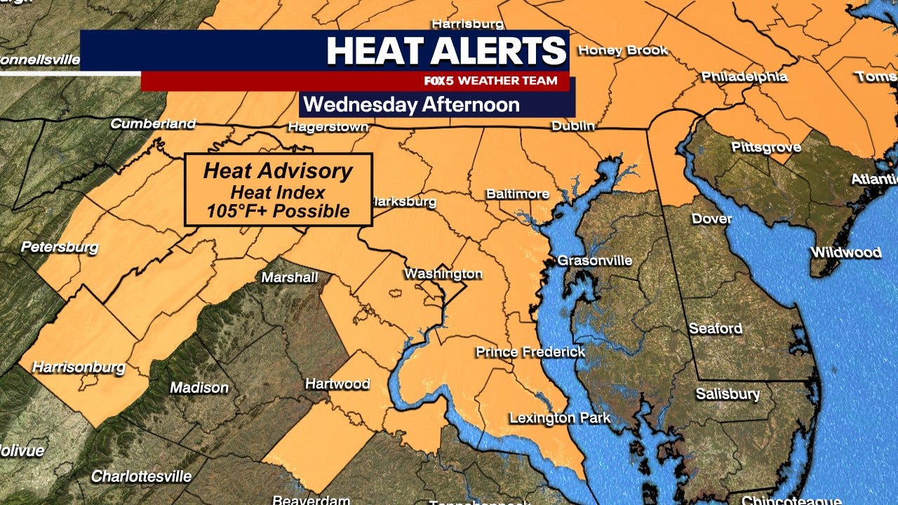 Heat Advisory, Code Orange Air Quality Alert in effect Wednesday across ...